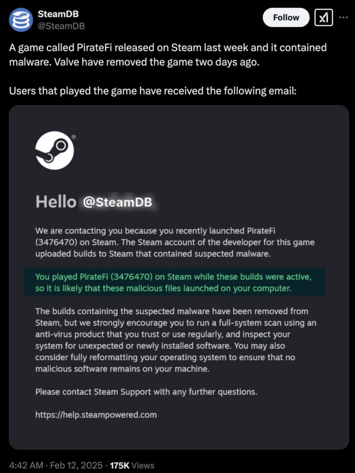 Hackers Somehow Uploaded a Game Full of Malware on Steam