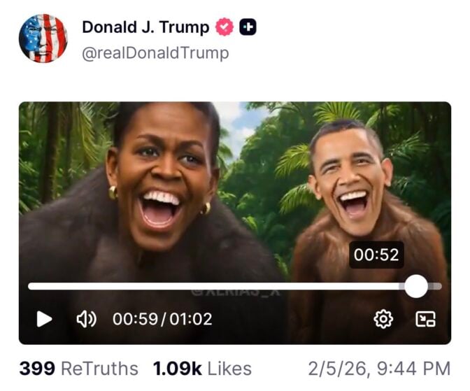 Trump Deletes Extremely Racist Meme About Obamas After Backlash From ...